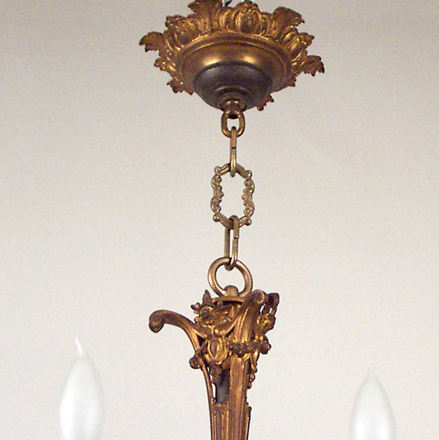Antique Lighthouse - Fine Victorian-style, six-arm, gilt brass chandelier