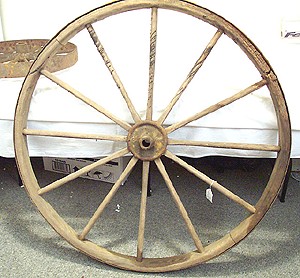 Antique Lighthouse - Large buggy wheel, wooden spokes, cast iron center ...